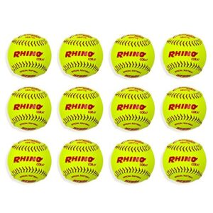 Champion Sports 12" Syntex Leather Cover Softballs - Poly Core - Medium Compression - NFHS Approved - Raised Seams - Optic Yellow - Pack of 12