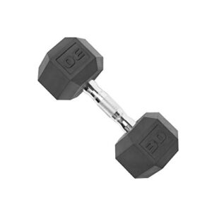 cap barbell coated hex dumbbell with contoured chrome handle, single, 30 pounds