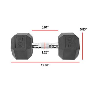 CAP Barbell Coated Hex Dumbbell with Contoured Chrome Handle, Single, 30 Pounds