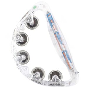 flashing panda led light-up flashing tambourine, clear, multicolor lights, large