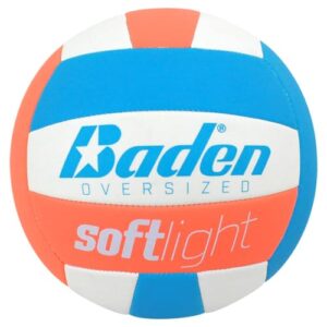 baden | softlight vxt2 | no sting flexfoam cover | youth oversized training volleyball | k-5 youth players | 20% larger + lighter | orange/blue/white | official ball of byop