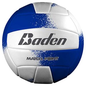 baden | match point | cushioned synthetic leather | outdoor recreation backyard volleyball + college camp ball | all ages | official size 5 | royal blue/white