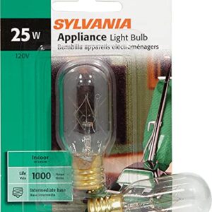 SYLVANIA 25W Appliance Tubular Incandescent T8 Bulb, 230 Lumens, Clear, 100 CRI, 2850K, Warm White - 1 Pack (18360)