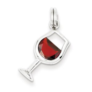 west coast jewelry sterling silver red cubic zirconia wine glass charm