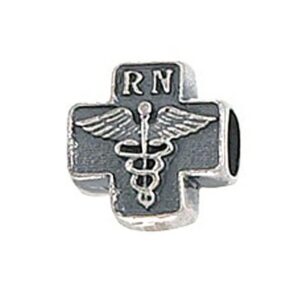 Zable Sterling Silver Cross with Caduceus and RN Bead/Charm