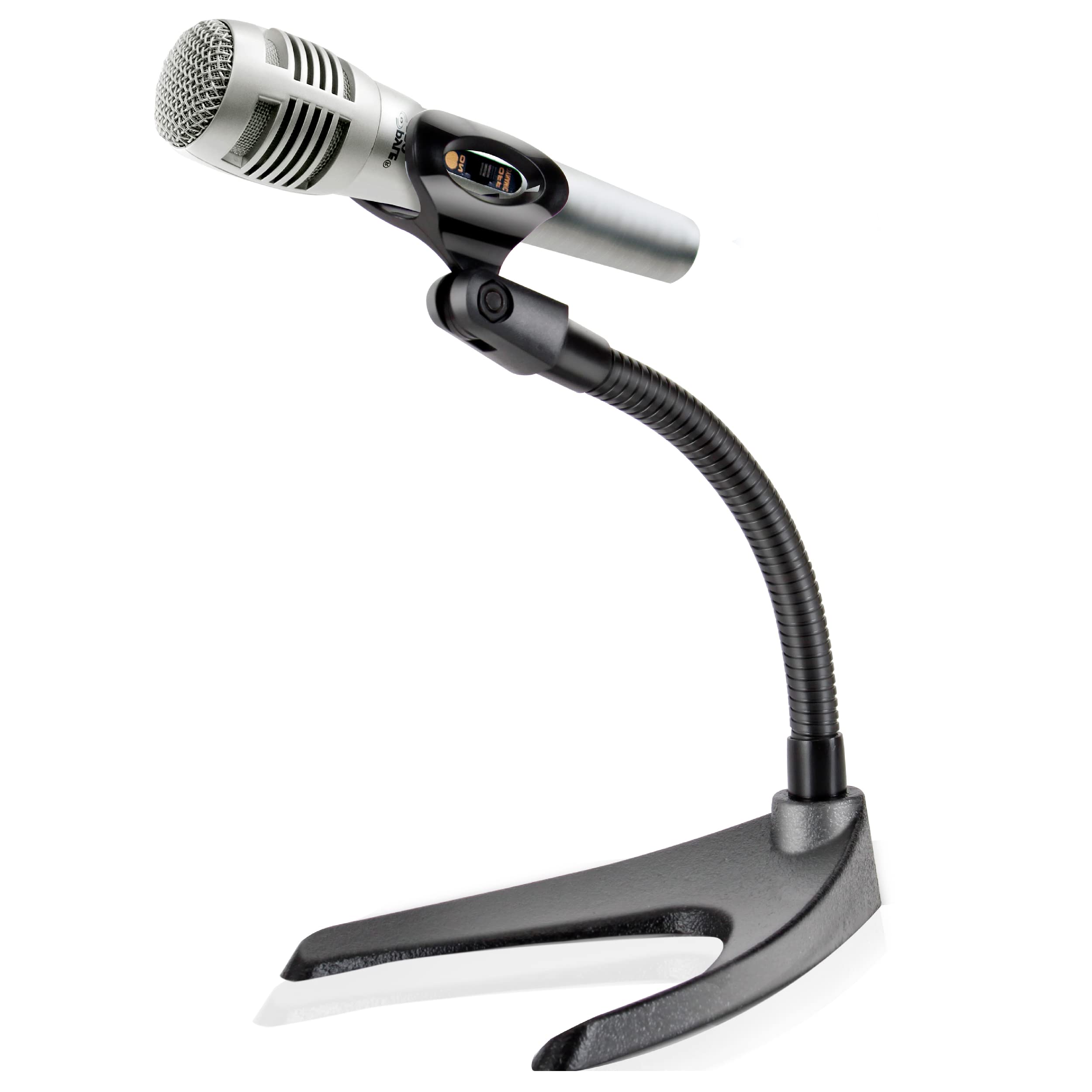 Pyle Desktop Microphone Stand - Universal Tabletop Mic Holder w/ Flexible 8.2'' Inch Gooseneck Mount and Solid U Shape Base - Perfect for Table Desk or Counter - PMKS8,Black