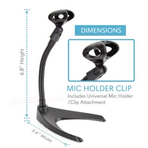 Pyle Desktop Microphone Stand - Universal Tabletop Mic Holder w/ Flexible 8.2'' Inch Gooseneck Mount and Solid U Shape Base - Perfect for Table Desk or Counter - PMKS8,Black