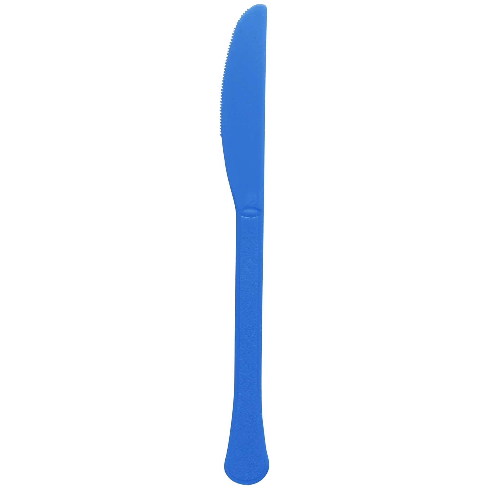 Bright Royal Blue Plastic Heavy Weight Knives (50 Count) - Premium Disposable Plastic Cutlery, Perfect for Home Use and All Kinds of Occasions