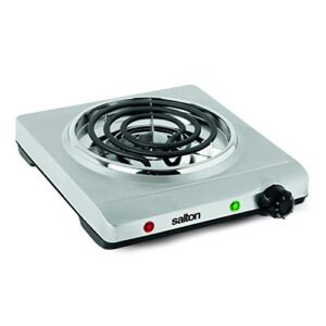 salton single stainless steel coil portable electric cooktop, 1.36 kg, stainless