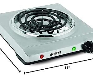 Salton Single Stainless Steel Coil Portable Electric Cooktop, 1.36 kg, Stainless