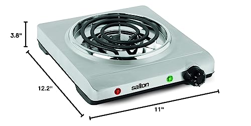 Salton Single Stainless Steel Coil Portable Electric Cooktop, 1.36 kg, Stainless