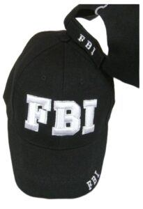 fbi embroidered adjustable hat black ball cap