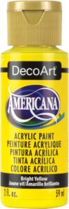 decoart bright yellow, americana acrylic paint, 2 ounces, 2oz, 2 fl oz