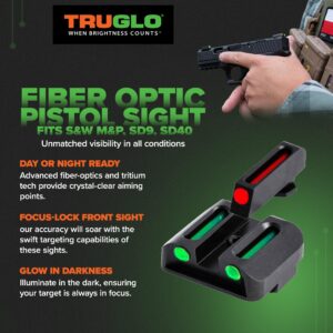 TruGlo Fiber Optic Handgun Pistol Laser Sight Accessories Fits Most Smith and Wesson M&P, SD9 and SD40 Models, with TRIDOT Aiming System