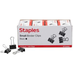 staples 480114 small metal binder clips bulk pk black 3/4-inch size with 3/8-inch capacity