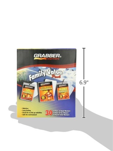 Grabber Warmers Family Value Pack - Long Lasting Safe Natural Odorless Air Activated Warmers - Hand Warmers, Toe Warmers, Body Warmers