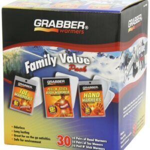 Grabber Warmers Family Value Pack - Long Lasting Safe Natural Odorless Air Activated Warmers - Hand Warmers, Toe Warmers, Body Warmers