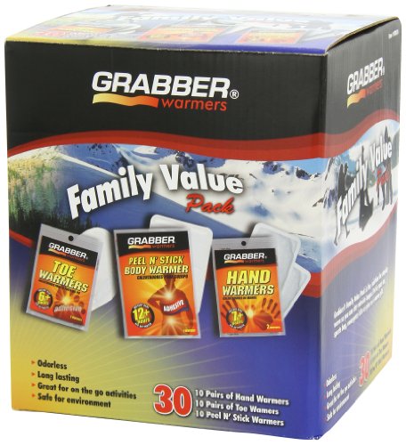 Grabber Warmers Family Value Pack - Long Lasting Safe Natural Odorless Air Activated Warmers - Hand Warmers, Toe Warmers, Body Warmers