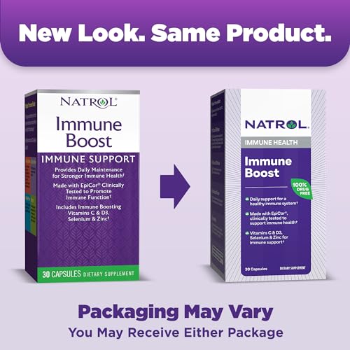 Natrol Immune Boost Capsules, Immune Support Dietary Supplement, Made with EpiCor Clinically Tested, Includes Vitamins C, D3, Selenium and Zinc, 30 Count