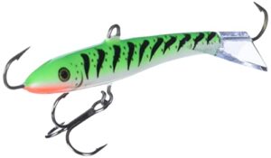 rapala jigging rap 09 fishing lure, 3.5-inch, glow green tiger