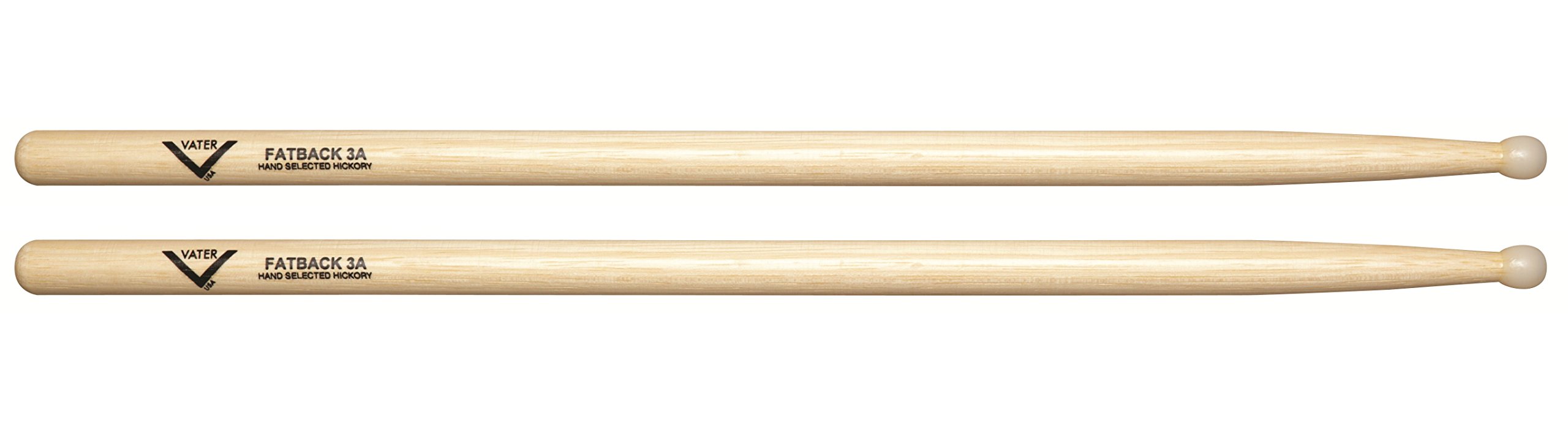 Vater 3A Nylon Tip Hickory Drum Sticks, Pair