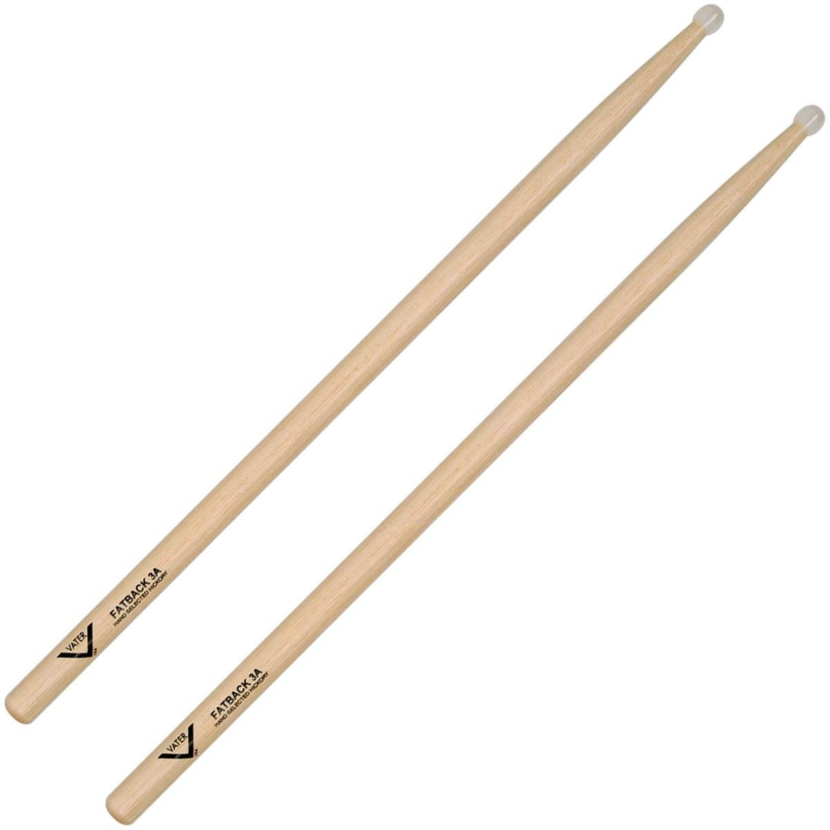 Vater 3A Nylon Tip Hickory Drum Sticks, Pair