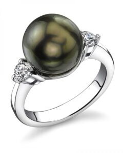 the pearl source 11-12mm genuine black tahitian south sea cultured pearl olivia ring for women