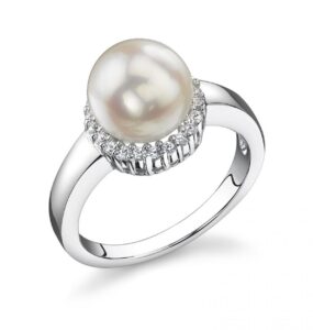 the pearl source 8-8.5mm genuine white japanese akoya saltwater cultured pearl ashley ring for women