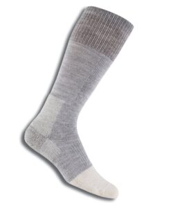 thorlos unisex st mountaineering thick padded over the calf sock, light grey, large