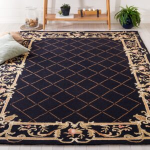 safavieh chelsea collection area rug - 6' x 9', black, hand-hooked french country wool, ideal for high traffic areas in living room, bedroom (hk333b)