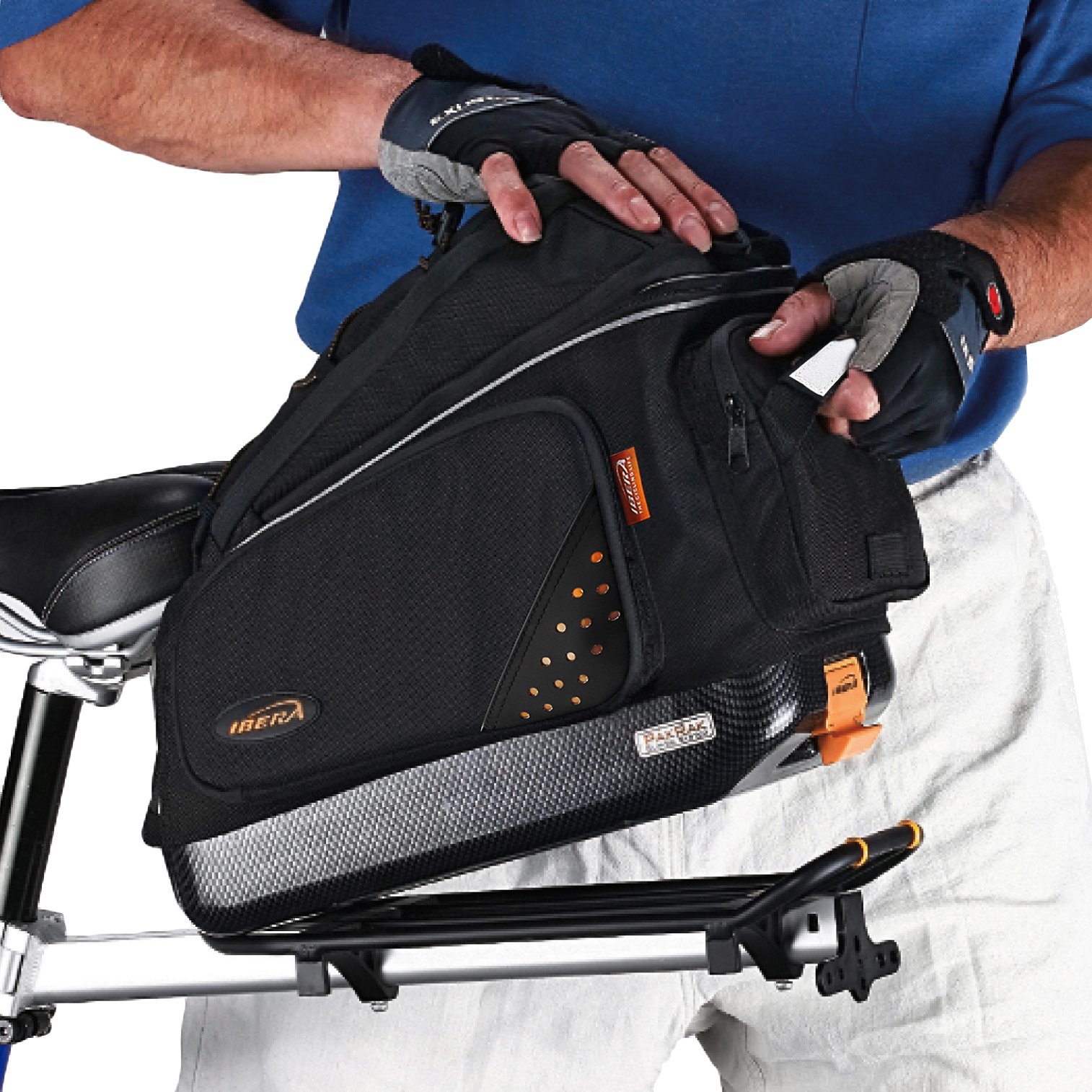 Ibera Bike Trunk Bag - PakRak Clip-On Quick-Release Bicycle Commuter Bag