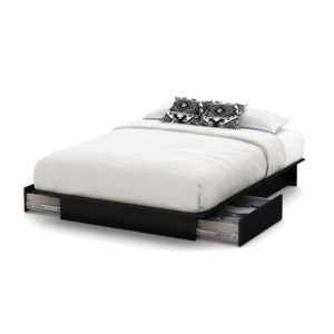 south shore step one platform bed pure black, contemporary