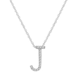 amanda rose collection 14k white gold diamond j initial pendant, 16" necklace