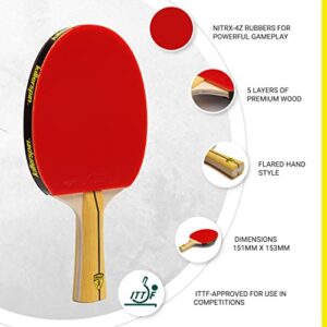 Killerspin Jet400 Smash N2 Ping Pong Paddle, Table Tennis Racket, Table Tennis Equipment for Intermediates/Advanced, Table Tennis Paddle with 5-Ply Wood Blade, Black/Red