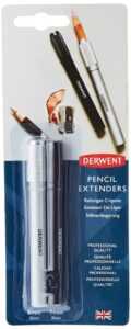 derwent pencil extender set, silver and black, for pencils up to 8mm, (2300124), 2 count (pack of 1)