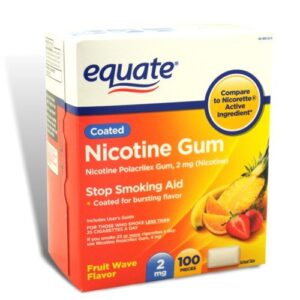 equate - nicotine gum 2 mg, coated, fruit flavor, 100 pieces