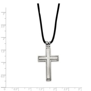 The Black Bow Stainless Steel and 2 Piece Leather Cord Cross Necklace