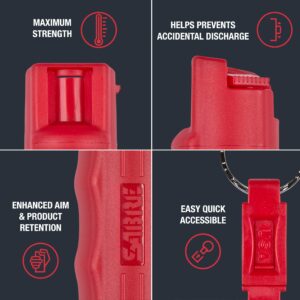 SABRE RED Pepper Spray Keychain with Quick Release for Easy Access – Max Police Strength OC Spray, Finger Grip for Accurate Aim, 10-Foot (3M) Range, 25 Bursts (5x Other Brands) – Practice Spray Option