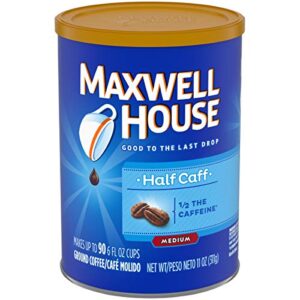 maxwell house half caff medium roast ground coffee 11 oz canisters ( pack of 3)