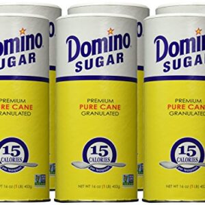 Domino Premium Pure Cane Granulated Sugar with Easy Pour Recloseable Top 16 oz. (Pack of 6)