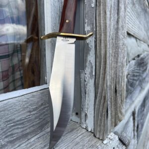 Bear & Son Cutlery 14 3/4" Fixed Blade Gold Rush Bowie Knife, Sandvik 12C27M Stainless Steel, Cocobola Wood Handle, Leather Sheath (CB00)