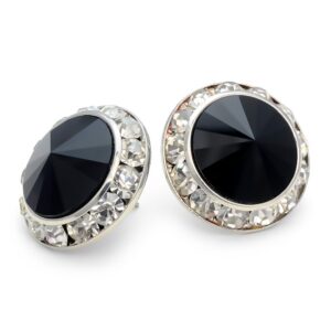 pammyj black 20mm crystal framed post earrings