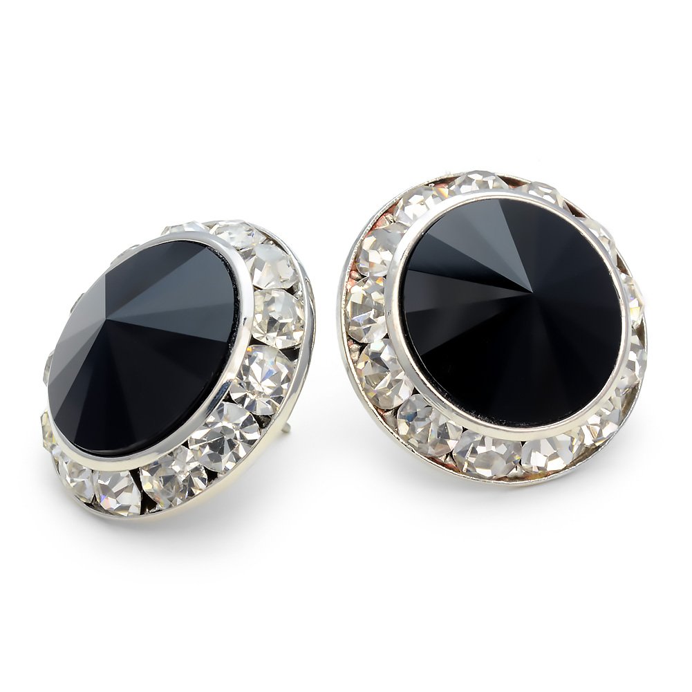 PammyJ Black 20mm Crystal Framed Post Earrings