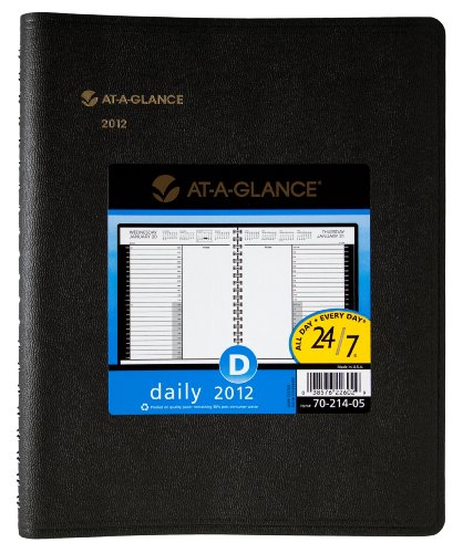 AT-A-GLANCE Recycled 24-Hour Daily Appointment Book, 8 1/2 x 11 Inches, Black, 2012 (70-214-05)