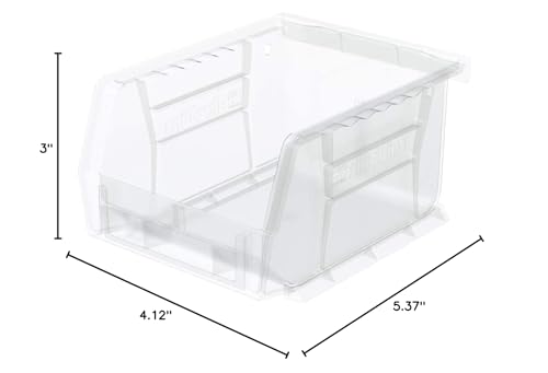 Akro-Mils 30210 AkroBins Plastic Hanging Stackable Storage Organizer Bin, 5-Inch x 4-Inch x 3-Inch, Clear, 24-Pack