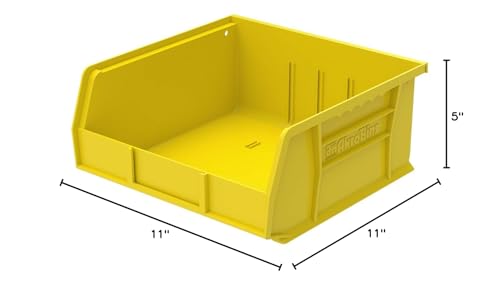 Akro-Mils 30235 AkroBins Plastic Hanging Stackable Storage Organizer Bin, 11-Inch x 11-Inch x 5-Inch, Yellow, 6-Pack