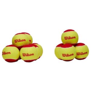 wilson tennis balls, starter red, pack of 12, yellow/red, for children, wrt137100