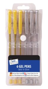 6 silver & gold gel pens, 3 of each , ideal for home..