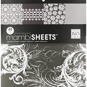 Me & My Big Ideas MAMBI Specialty Cardstock Pad 12-Inch by 12-Inch 48 Sheets, Black & White