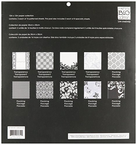 Me & My Big Ideas MAMBI Specialty Cardstock Pad 12-Inch by 12-Inch 48 Sheets, Black & White